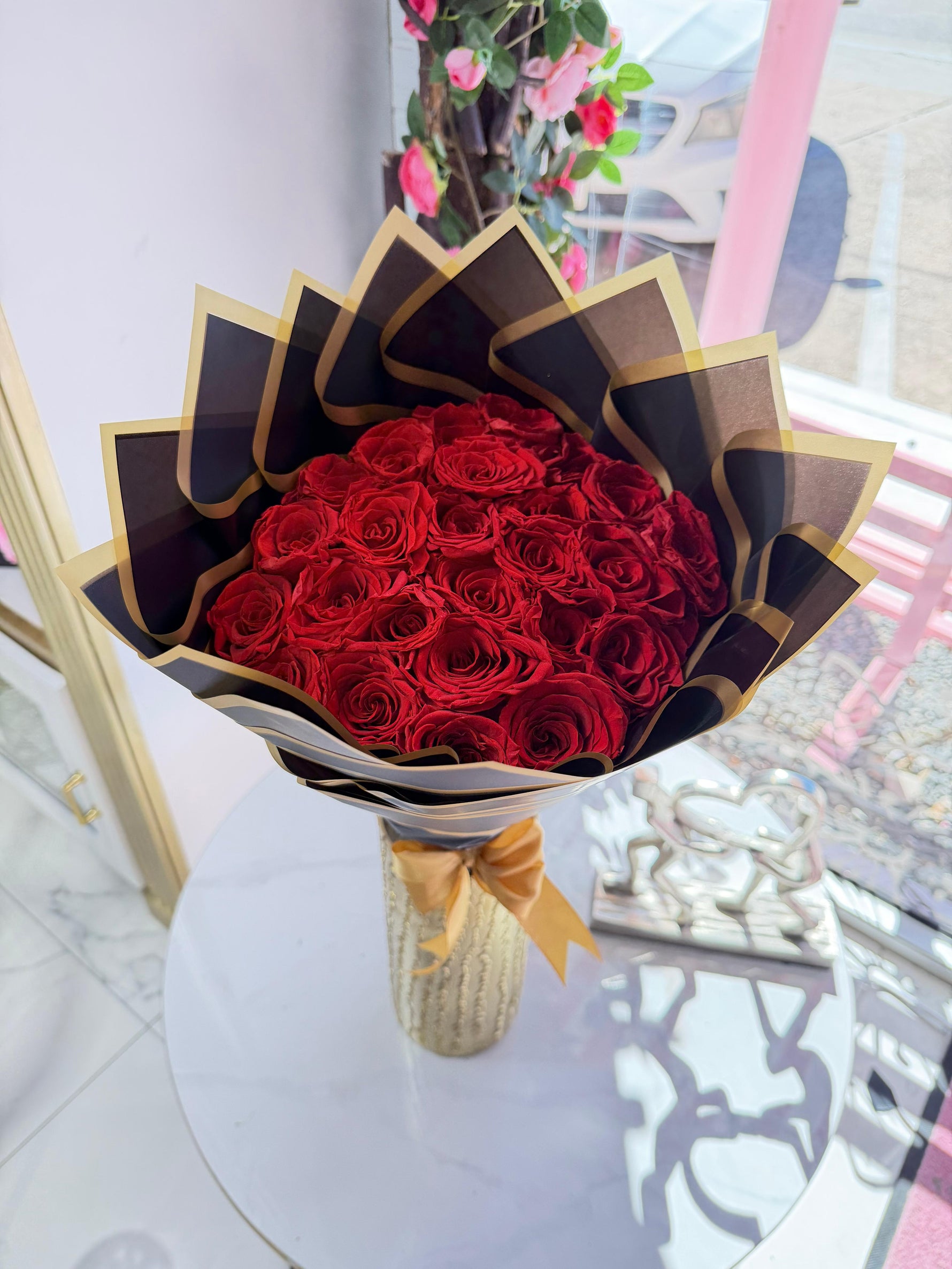 25 Red Everlasting roses bouquet ~ 25 Roses Ramo Buchon Eterno – Lovely ...