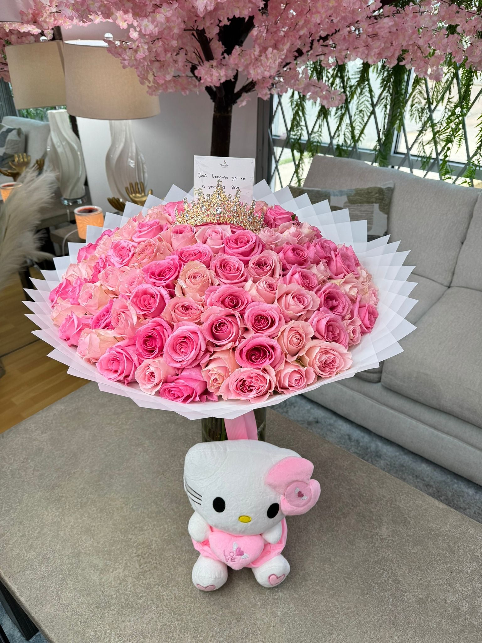 100 Roses Pink Luciano & Pink Opala – Lovely Flowers